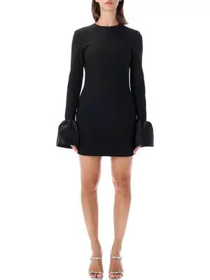 ROTATE BY BIRGER CHRISTENSEN Long Sleeve Mini Dress With Flared Cuffs - Nero