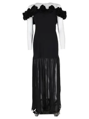 ROTATE BY BIRGER CHRISTENSEN Off-the-shoulder Floral Appliqué Maxi Dress - Black