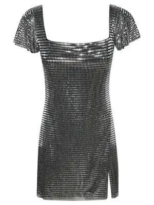 SELF-PORTRAIT SELF-PORTRAIT Rhinestone Mesh Mini Dress