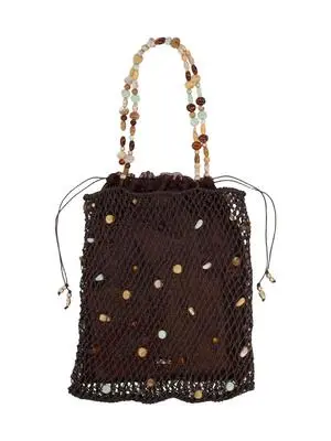 Cult Gaia Beaded Mesh Drawstring Tote Bag - Multicolour