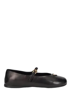 PRADA PRADA Minimalist Leather Ballet Flats With Ankle-Tie Strap