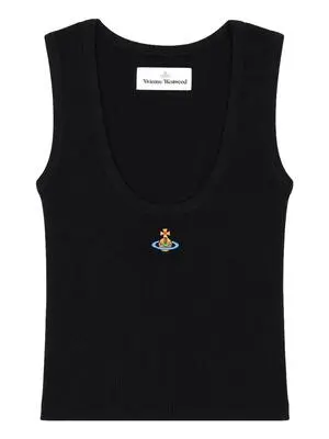 VIVIENNE WESTWOOD Ribbed Scoop Neck Tank Top - Black