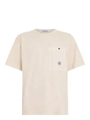 Stone Island Inspired Lightweight Pocket T-shirt With Logo - Ivory