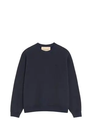 Valentino Garavani Embroidered Logo Cotton Crewneck Sweatshirt - Navy