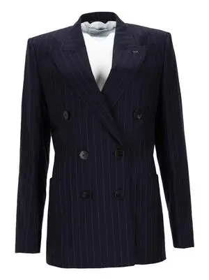 Givenchy Double-breasted Pinstripe Wool Blazer - Blue