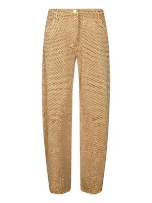 Elisabetta Franchi Embellished Straight Leg Jeans - Beige