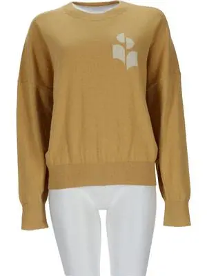 MARANT ETOILE Logo Intarsia Crew Neck Sweater - Beige