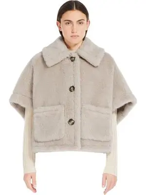 MAX MARA MAX MARA Alpaca And Virgin Wool Teddy Mini Cape Jacket