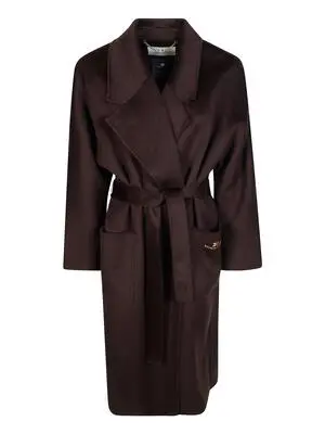 Elisabetta Franchi Belted Overcoat - Marrone