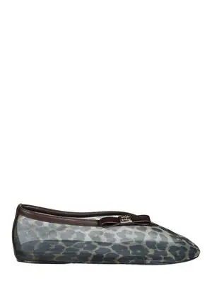 GANNI GANNI Printed Mesh Ballerina Bow Flats