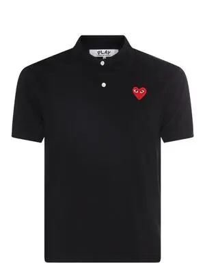 Play Comme Des Garcon Cotton Polo Shirt - Black