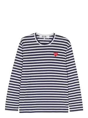 Play Comme Des Garcon Striped Cotton T-shirt - Blue