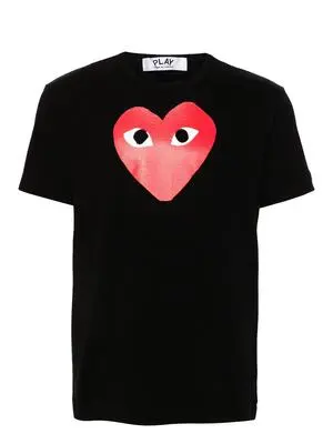 Play Comme Des Garcon Red Heart Cotton T-shirt - Black