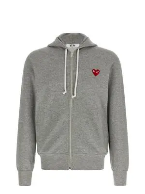 Play Comme Des Garcon Cotton Zipped Hoodie - Grey