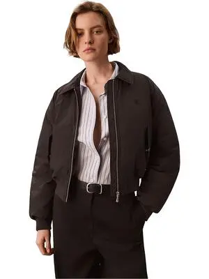 Calvin Klein Padded Nylon Bomber Jacket - Black