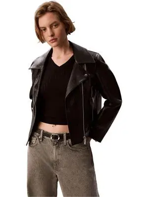 Calvin Klein Calvin Klein Jeans Faux Leather Biker Jacket Black