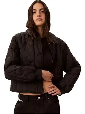 Calvin Klein Emblem Logo Nylon Quilted Liner Jacket - Black