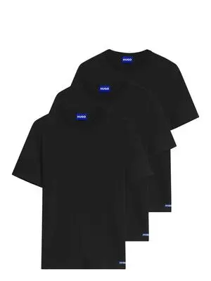 Hugo Three-pack Of Logo-print Cotton T-shirts - Black