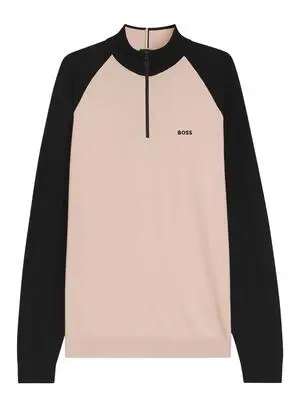 BOSS Color-blocked Quarter-zip Sweater - Light Orange
