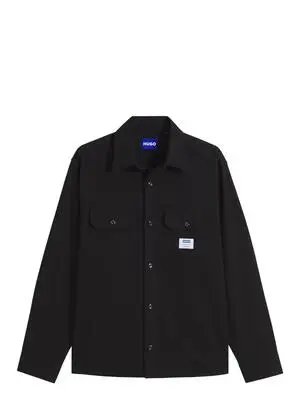 Hugo Oversized-fit Cotton Shirt With Chest Flap Pockets - Black
