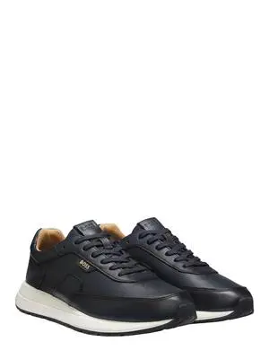 BOSS Brushed Leather Sneakers With EVA-Rubber Sole
