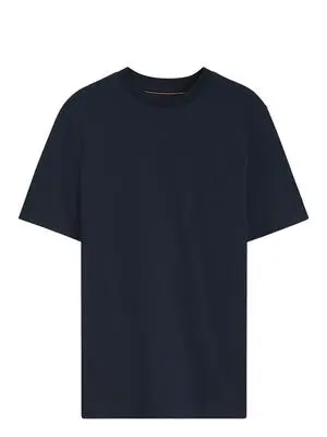 BOSS Windowpane-check T-shirt In A Cotton-and-silk Blend - Dark Blue