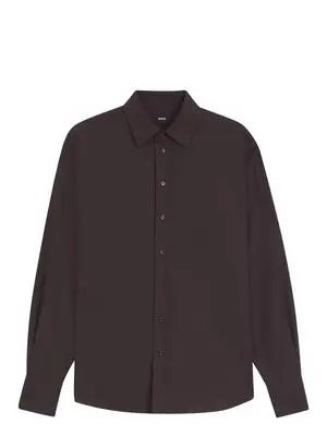 BOSS Cotton Oversized Fit Blouse - Brown