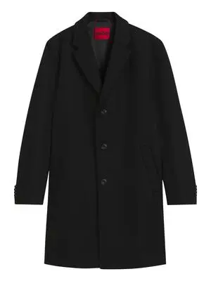 Hugo Regular-fit Virgin-wool Blend Coat - Black