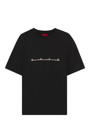 Hugo Relaxed-fit T-shirt With Zigzag Stitching Detail - Black