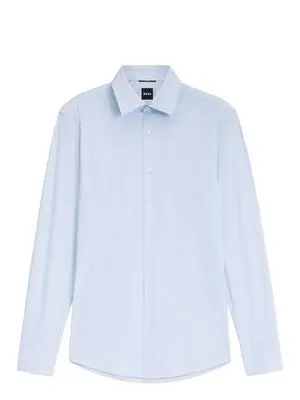 BOSS Slim-fit Shirt In Printed Performance-stretch Jersey - Light Blue