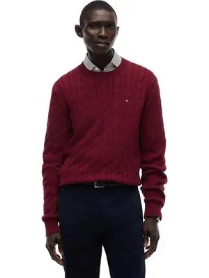 Tommy Hilfiger Cable Knit Crewneck Sweater - Deep Rouge