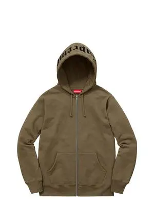Supreme Old English Hood Logo Zip Up Hoodie - Olive
