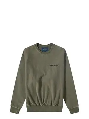 AWAKE Pigment Dyed Embroidered Crewneck Sweatshirt - Moss