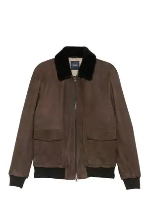 BARBA NAPOLI Boston Shearling-Collar Suede Jacket