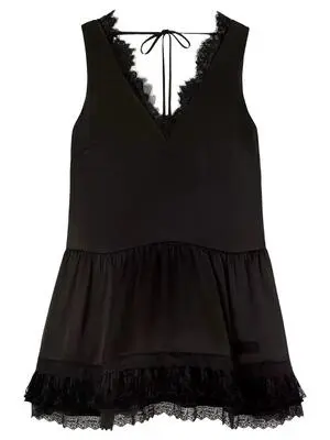 GANNI Lace Satin Dress - Black