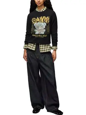 GANNI Forest Teddy Intarsia Knit Jumper - Black
