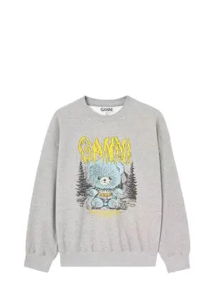 GANNI Forest Teddy Graphic Crewneck Sweatshirt - Grey