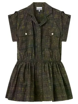 GANNI Printed Cotton Dress - Brown