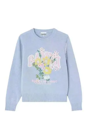 GANNI Floral Intarsia Jumper - Blue