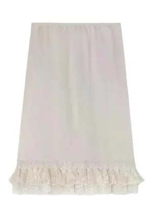 GANNI GANNI Frill Satin Skirt Neutrals