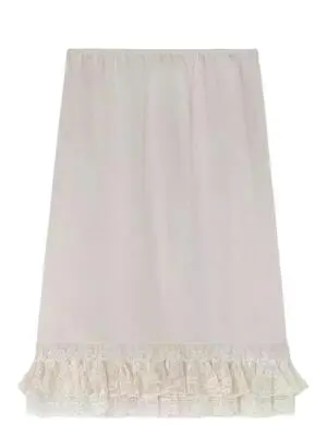 GANNI GANNI Frill Satin Skirt Neutrals