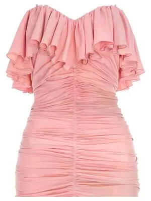 V:PM ATELIER Perry Ruffled Ruched Maxi Dress - Pink