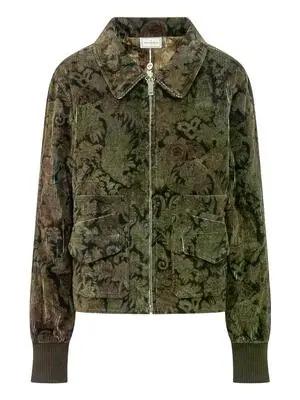 PIERRE-LOUIS MASCIA Floral Print Corduroy Jacket - Brown