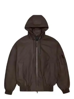 Rains Hooded Bomber Jacket - Brown