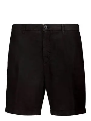 120% Lino Button-fastening Shorts - Black