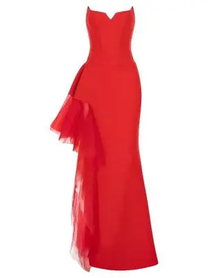 V:PM ATELIER Tulip Ruffled Maxi Dress - Red