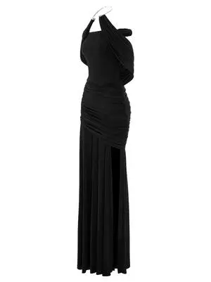 V:PM ATELIER Rogue Draped Ruched Maxi Dress - Black