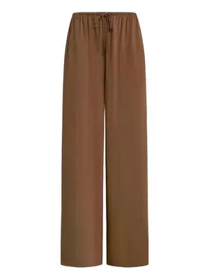 12 STOREEZ Crepe Drawstring-waist Palazzo Pants - Brown