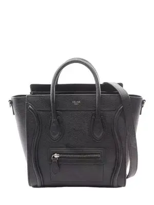 Celine Nano Drummed Calfskin Luggage Tote Bag - Black