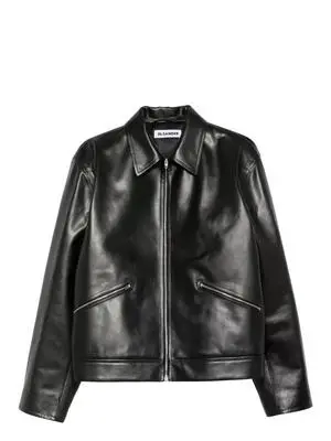 JIL SANDER Zip-up Leather Jacket - Black
